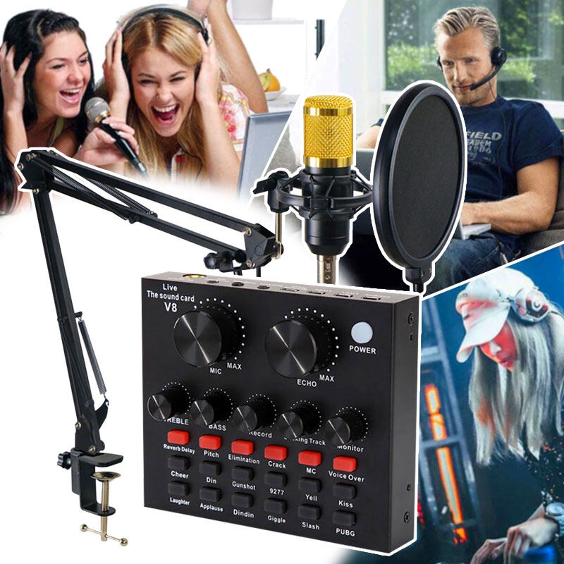 BM800 Microphone Live Streaming Mic Kit Radio Broadcasting Singing ...