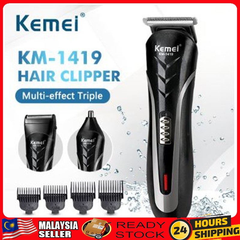 KM-1419 KEMEI Men Rechargeable 3 in 1 Hair Trimmer Clipper Razor Nose ...