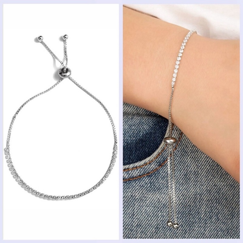 A HELLO GIRL Fashion Simple Rhinestone Bracelet Adjustable Rose Gold ...