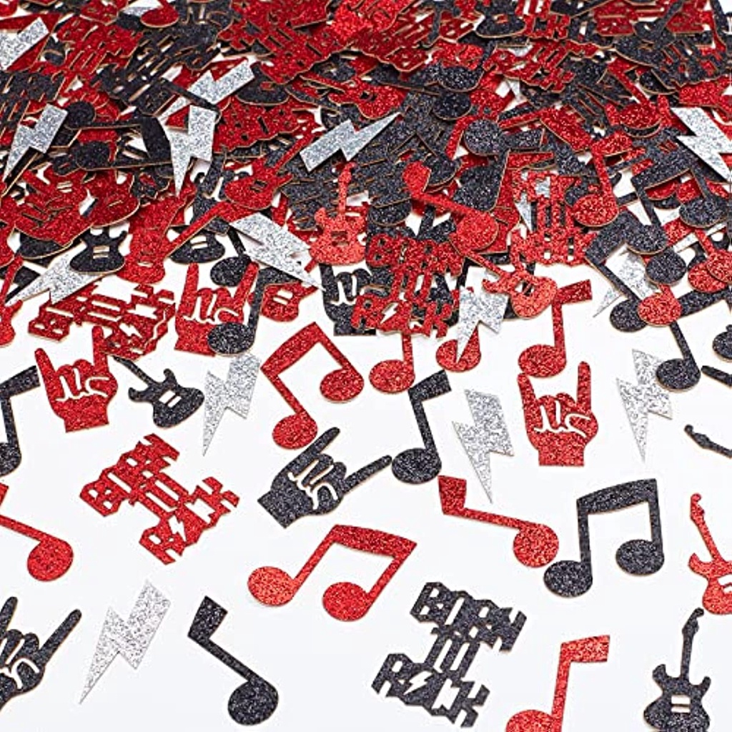JOLLYBOOM 200PCS Born to Rock Party Confetti Red Black, Music Note ...