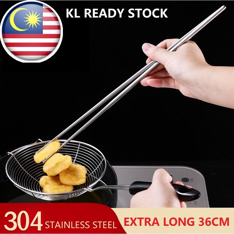 KL STOCK 1 Pair Kitchen Chopstick Long Frying Chopsticks sus304 Extra ...
