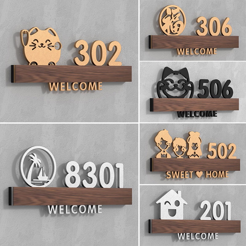 Home door number plate customized 3D creative personalized digital unit ...