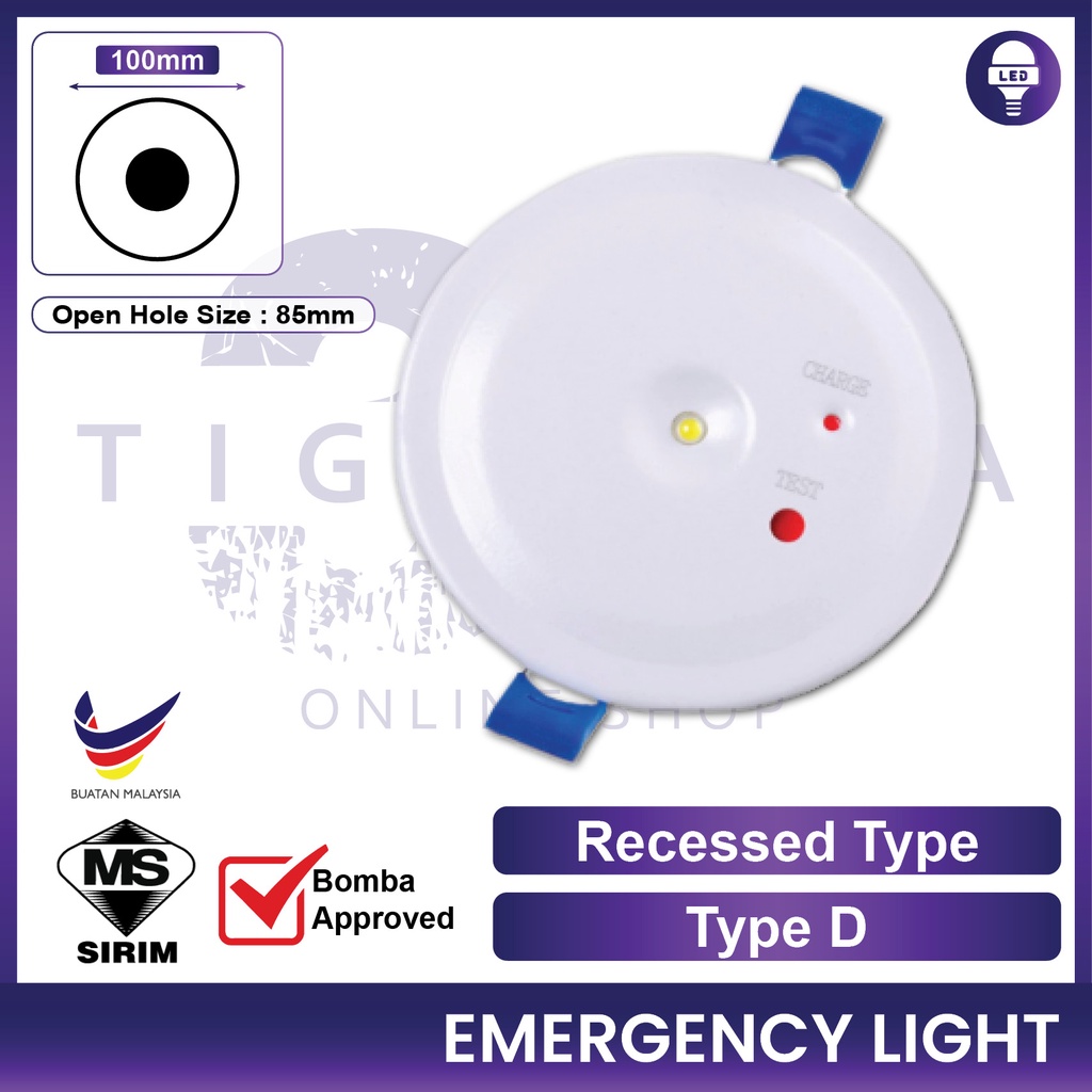 [SIRIM/BOMBA APPROVED] LED Emergency Light Recessed Type Surface Type ...