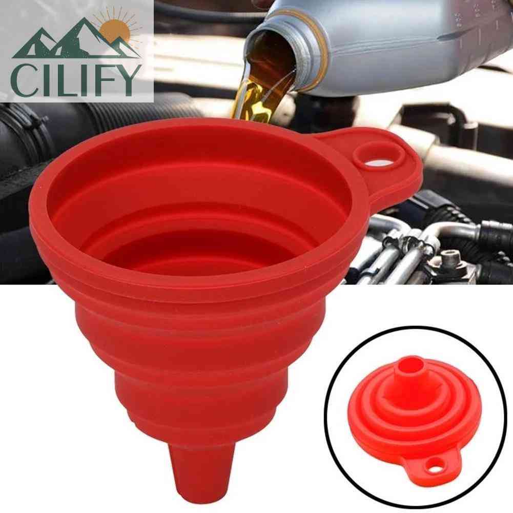 Universal Flexible Engine Oil Funnel Silicone Collapsible Liquid ...