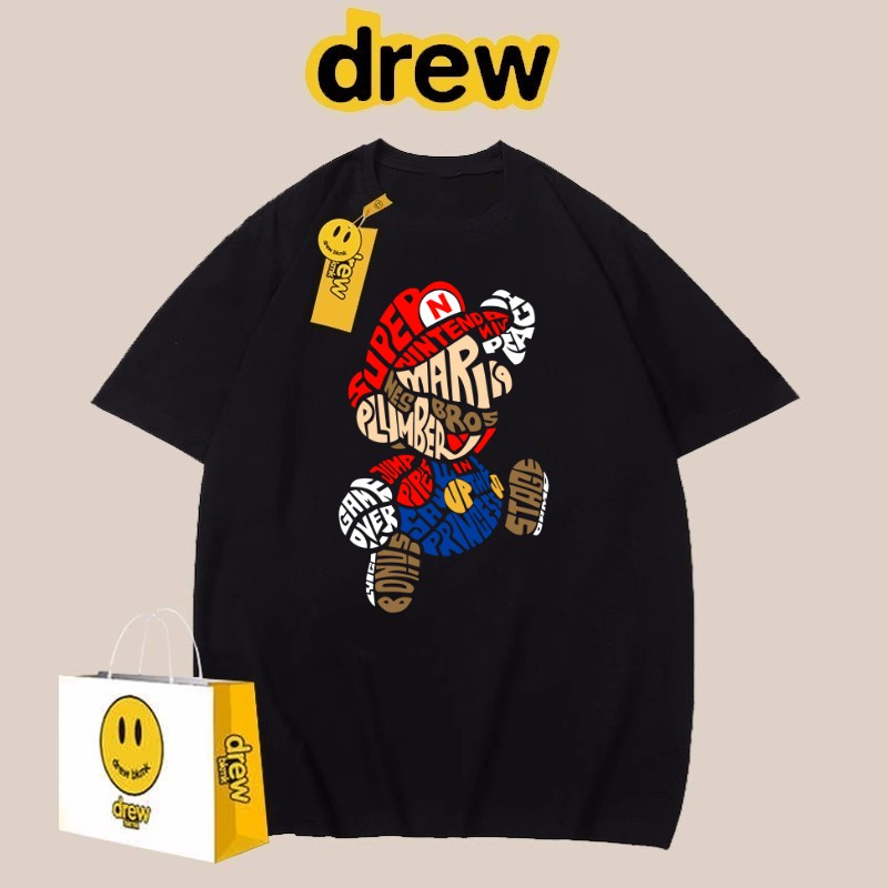 Drew smiley T-shirt short sleeve men's and women's summer ins European ...