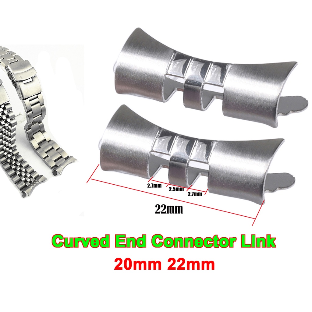2pcs Stainless Steel Curved End Connector Link 20mm 22mm for SKX009 ...