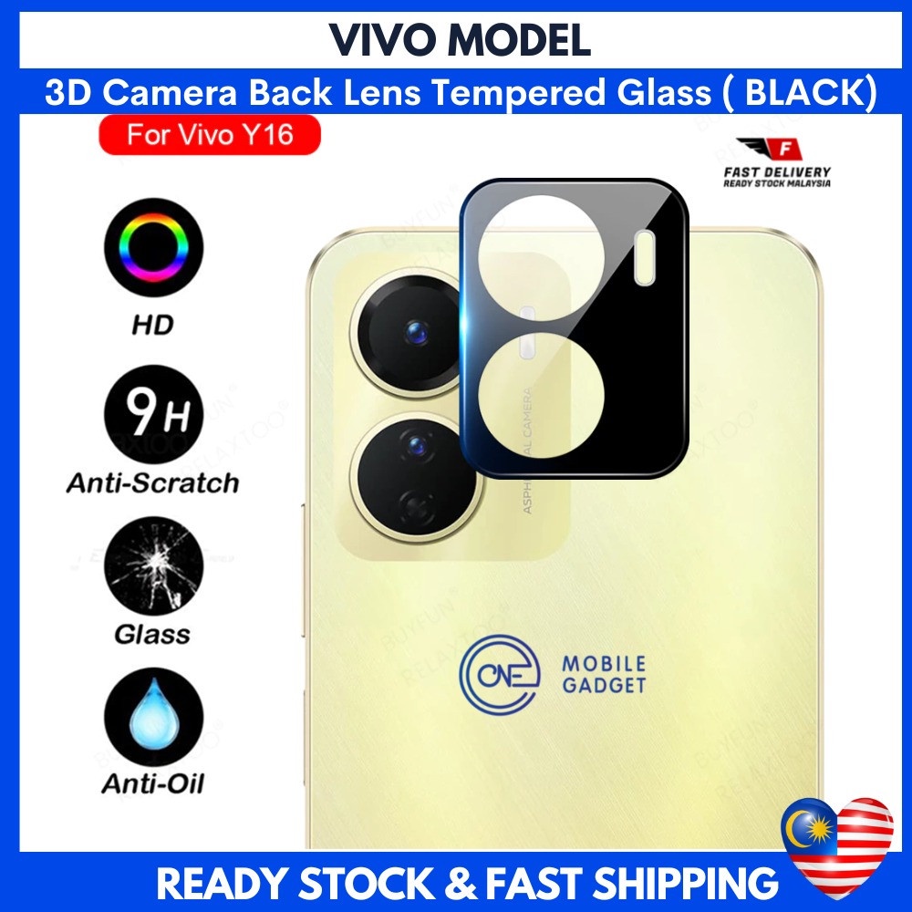 VIVO Y77 / Y16 / V25 / V25E 3D Camera Back Lens Tempered Glass ( BLACK ...