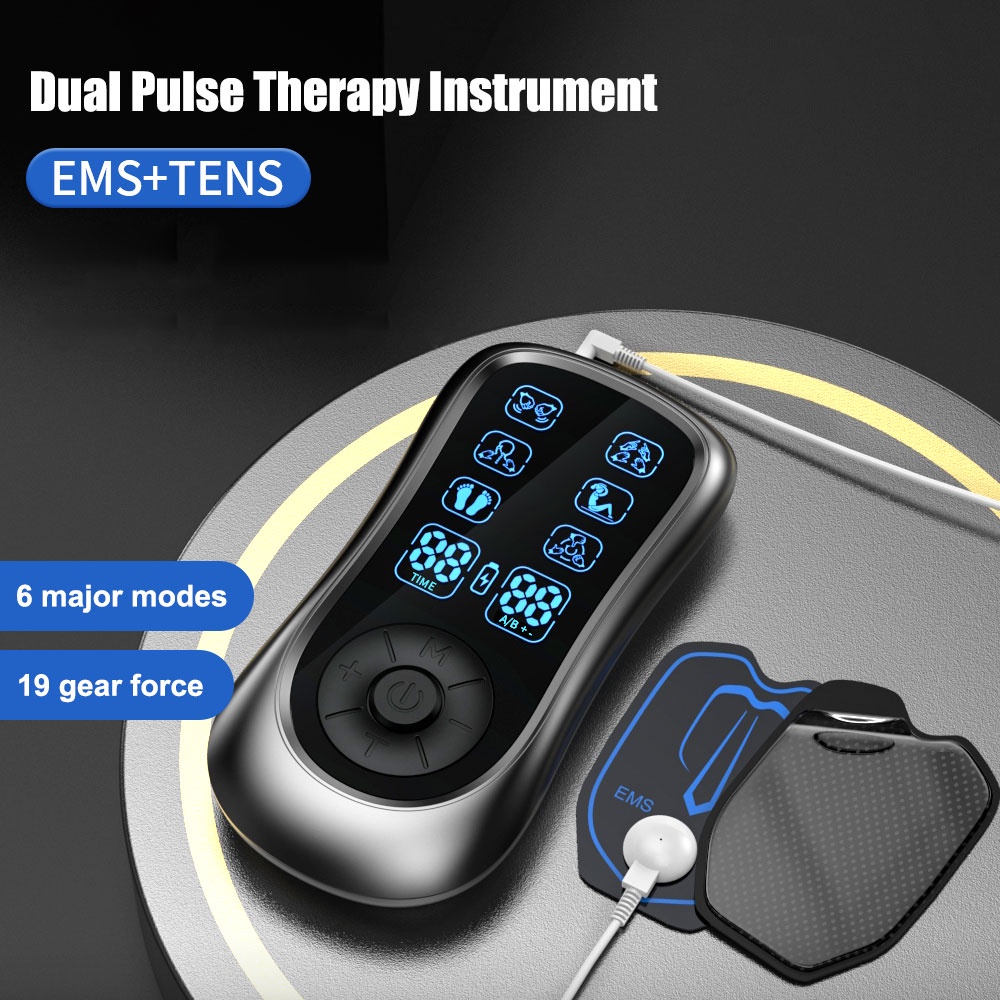Salorie TENS EMS Electric Massager USB Rechargeable Pulse Muscle Stimulator Electrode Pads ...