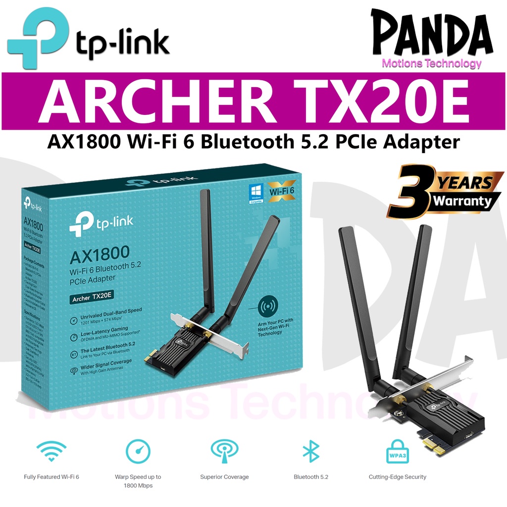 TP-Link AX1800 Wi-Fi Bluetooth 5.2 PCIe Adapter (Archer TX20E) | Shopee ...