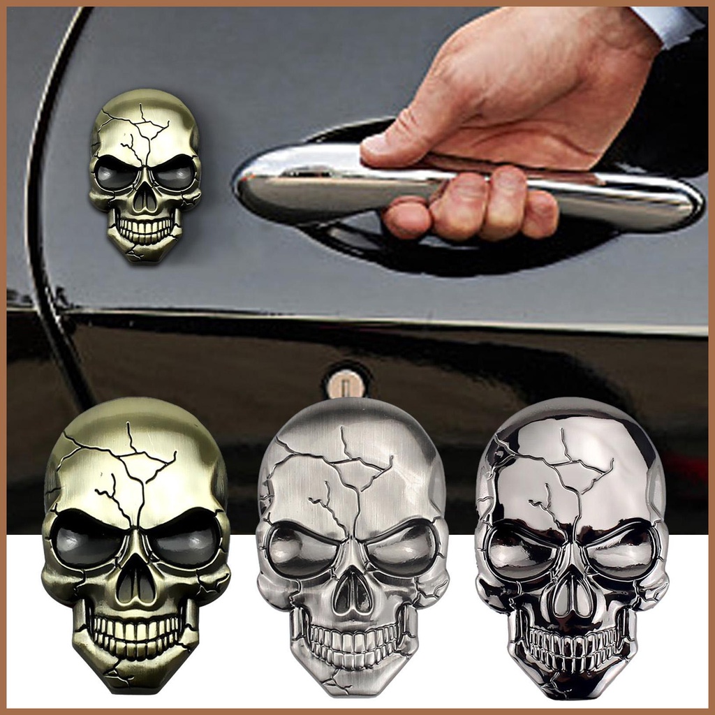 3D Skull Decals Skeleton Emblem Car Body Sticker Skull Emblem Solid ...