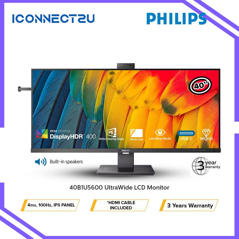 Philips 40" 40B1U5600 IPS WQHD 120Hz 4ms DisplayHDR400Adaptive Sync ...