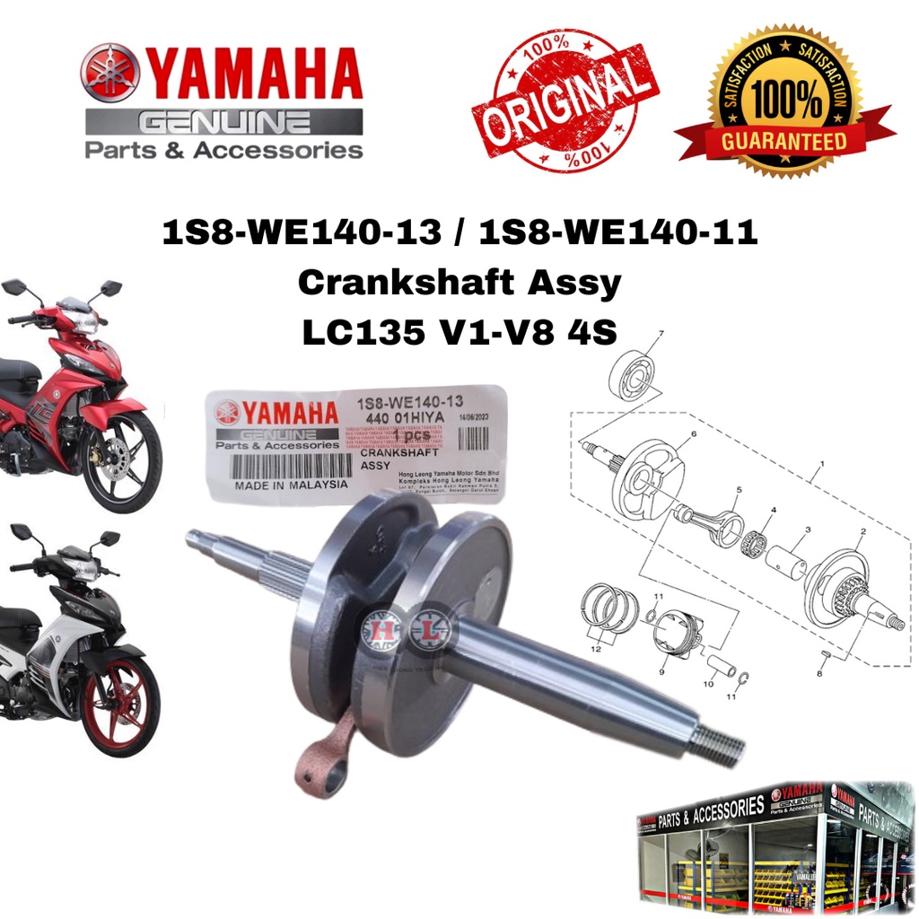 YAMAHA CRANKSHAFT ASSY LC135 V1-V8 4S ORIGINAL ( 1S8-WE140-13 / 1S8 ...