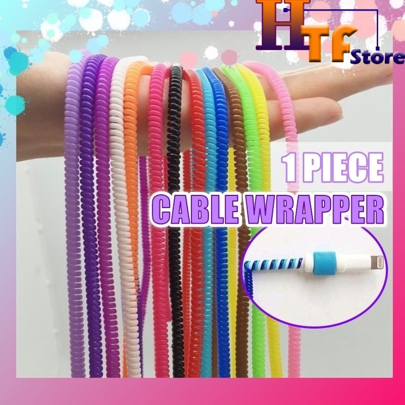 (Cable Wrapper) Protector Headphone Charger Spiral Cord String Data ...
