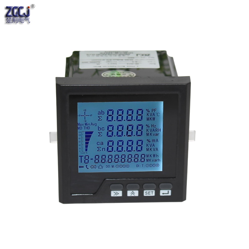 Black case 3 phase multifunction panel meter analyzer A,V,W,kWh,cos, Hz ...
