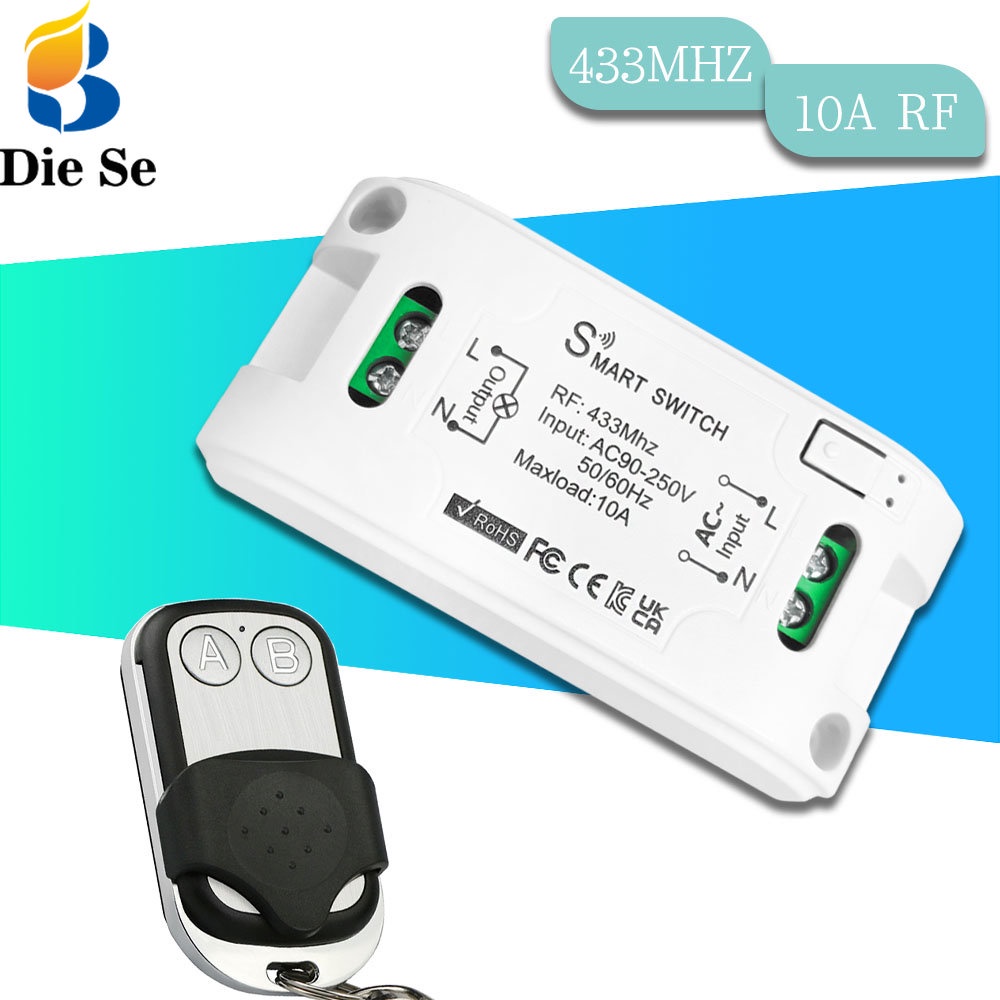 Wireless 433Mhz RF 10A Relay Remote Control Module AC 110V 220V Radio ...