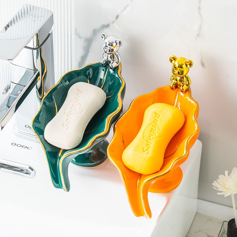 Bear Ceramic Soap Holder, Asphalt Soap Box To Prevent Water ...