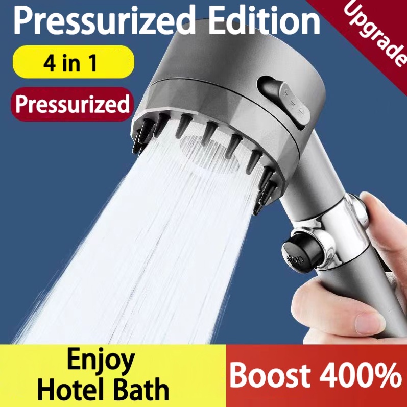 High Pressure Shower Head 4 Modes Adjustable Water Saving Shower Head ...