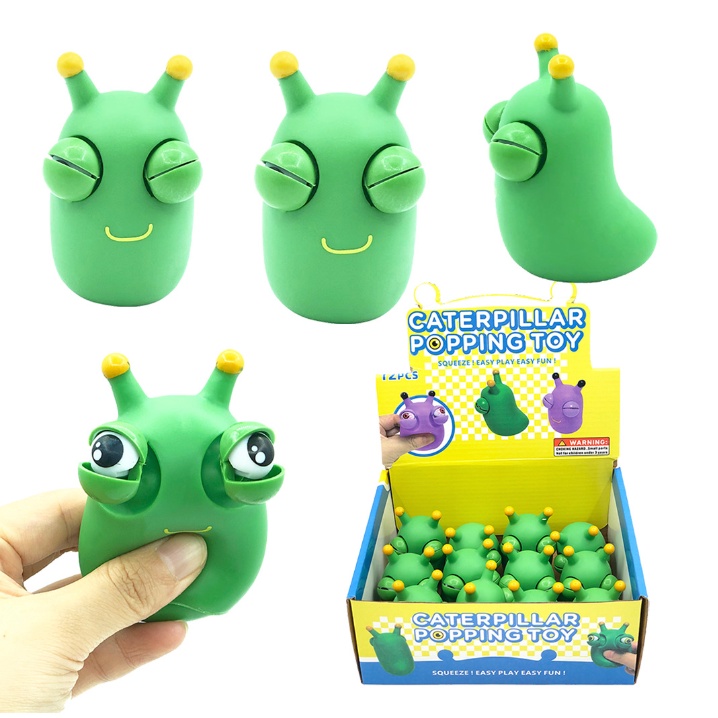 1pcs Funny Eyeball Popping Squeeze Toy Grass Worm Pinch Squishy Fidget ...