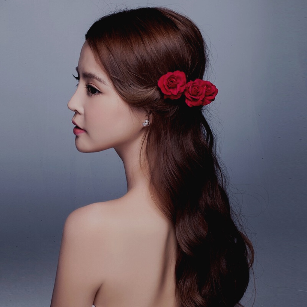 1Pc Hair Accessories Women Red Rose Flower Hair Clip For Bridal Sepit ...