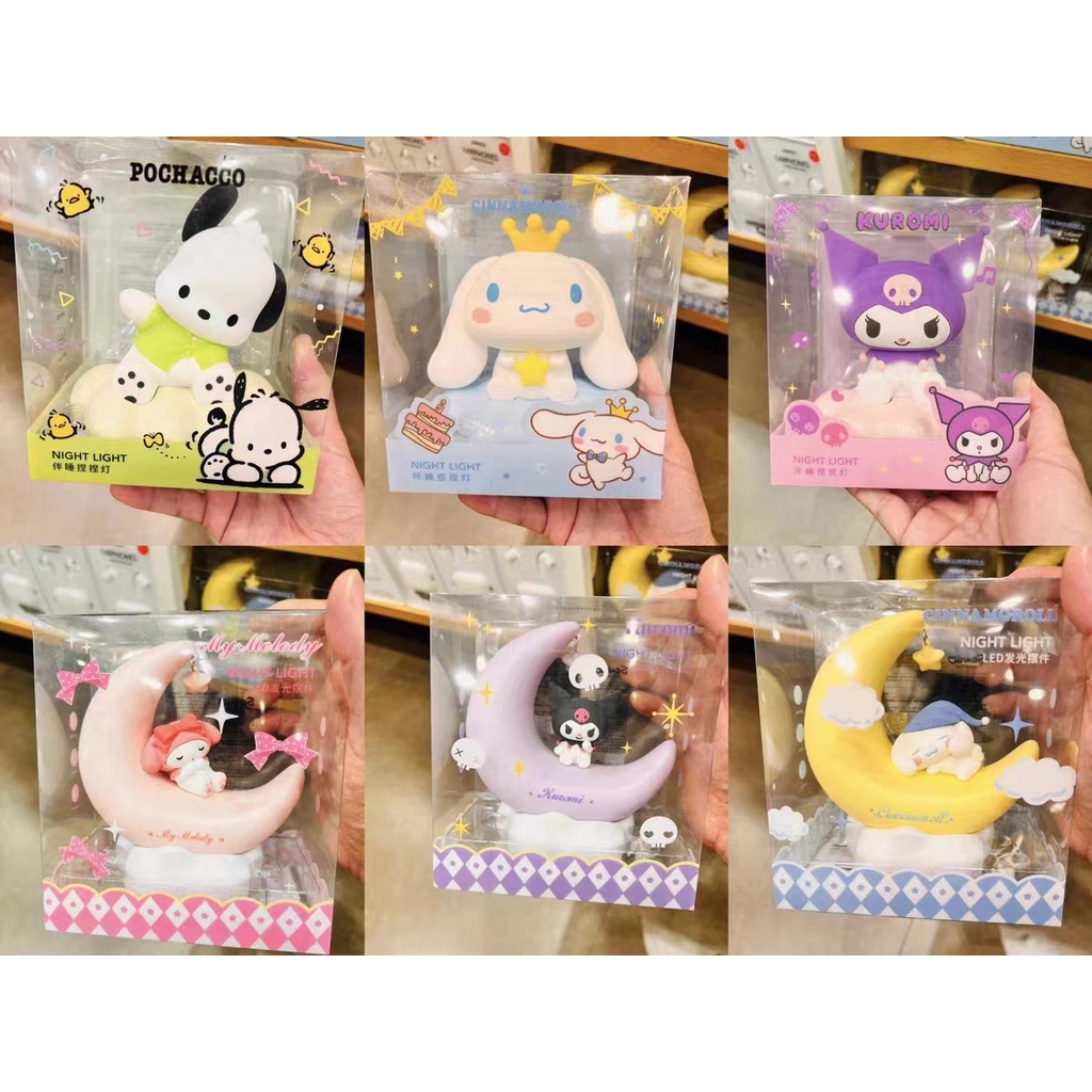 MINISO Sanrio LED Night Light Kuromi Cinnamoroll Pochacco 3d Lamp Moon ...