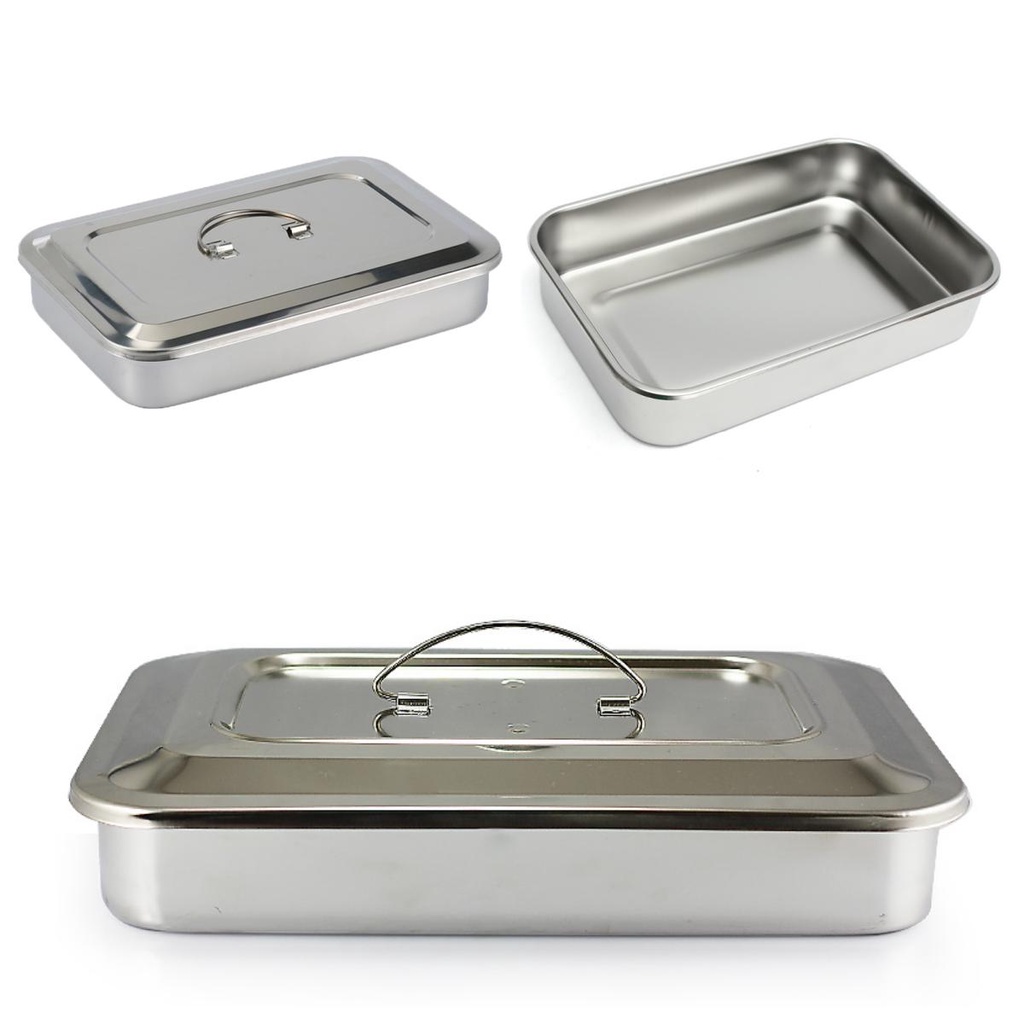 Dental Sterilization Box Square Plate Cover Thick Stainless Steel Tray ...