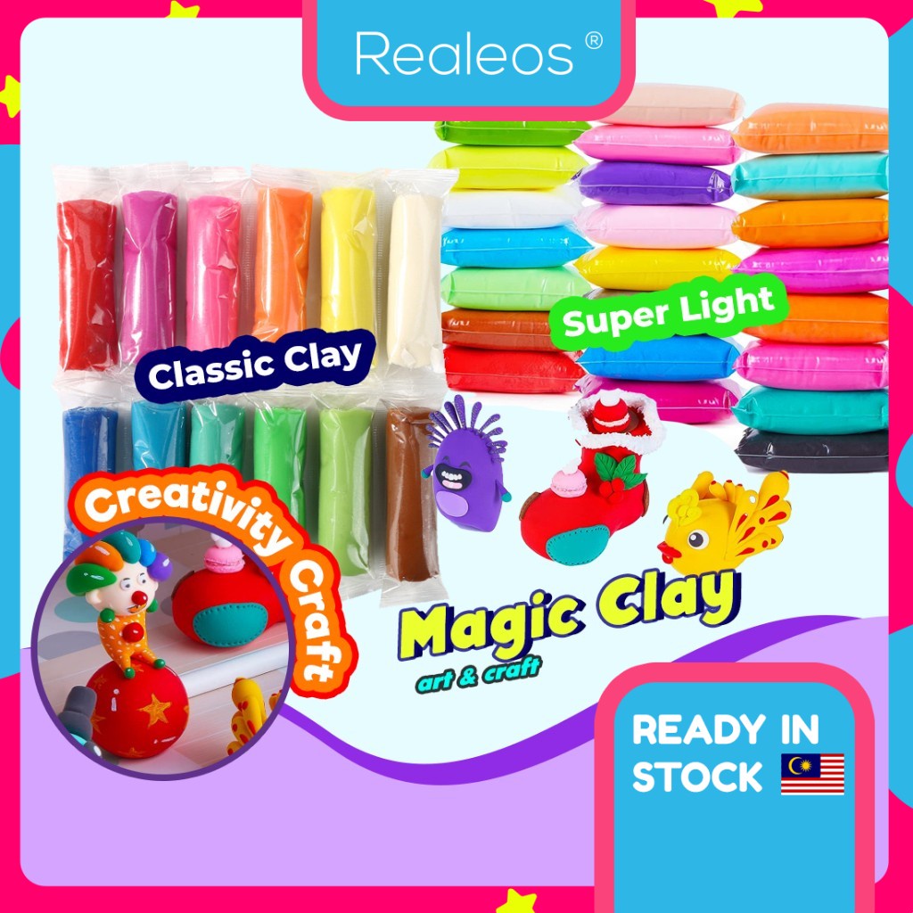 Realeos 12pcs 20g Refill Pack 6g Air Dry Super Light Clay Kids Ice Cream Plasticine Toy Clay ...
