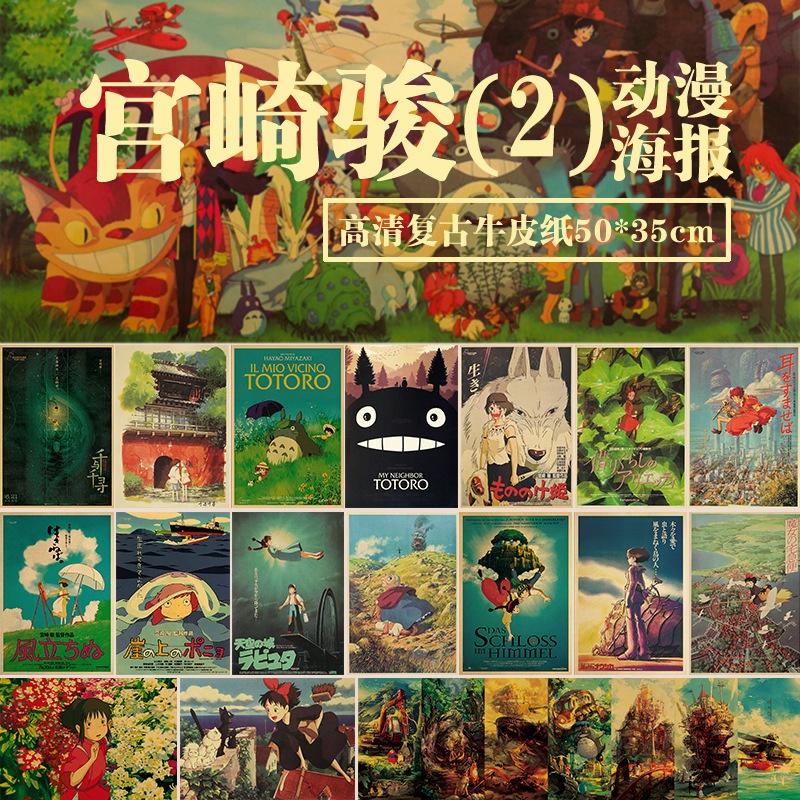 Hayao Miyazaki Japanese Anime Collection 2 Kraft Paper Vintage Poster ...