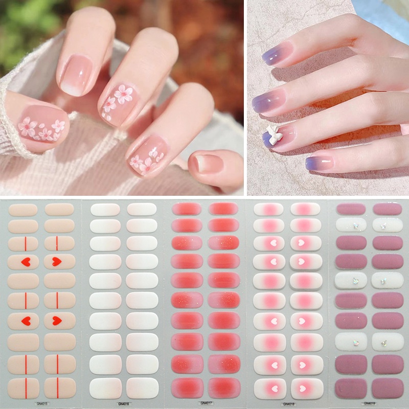 New nail Baking Free Gel Jelly Milk Tea Smudge Gradient Sticker 20 ...