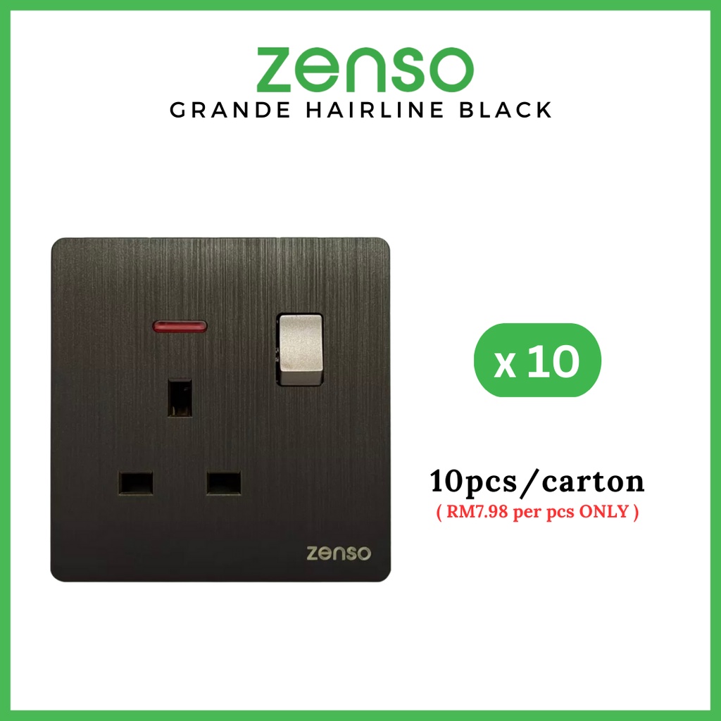 ZENSO Grande 13A Switch Socket Outlet with SIRIM ( Hairline Black ...