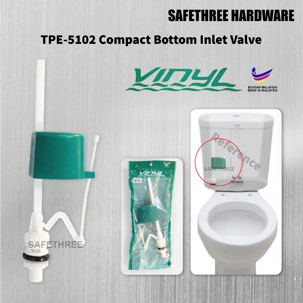 Vinyl 1/2'' PVC TPE-5102 Compact Bottom Inlet Flush Valve For Bathroom ...