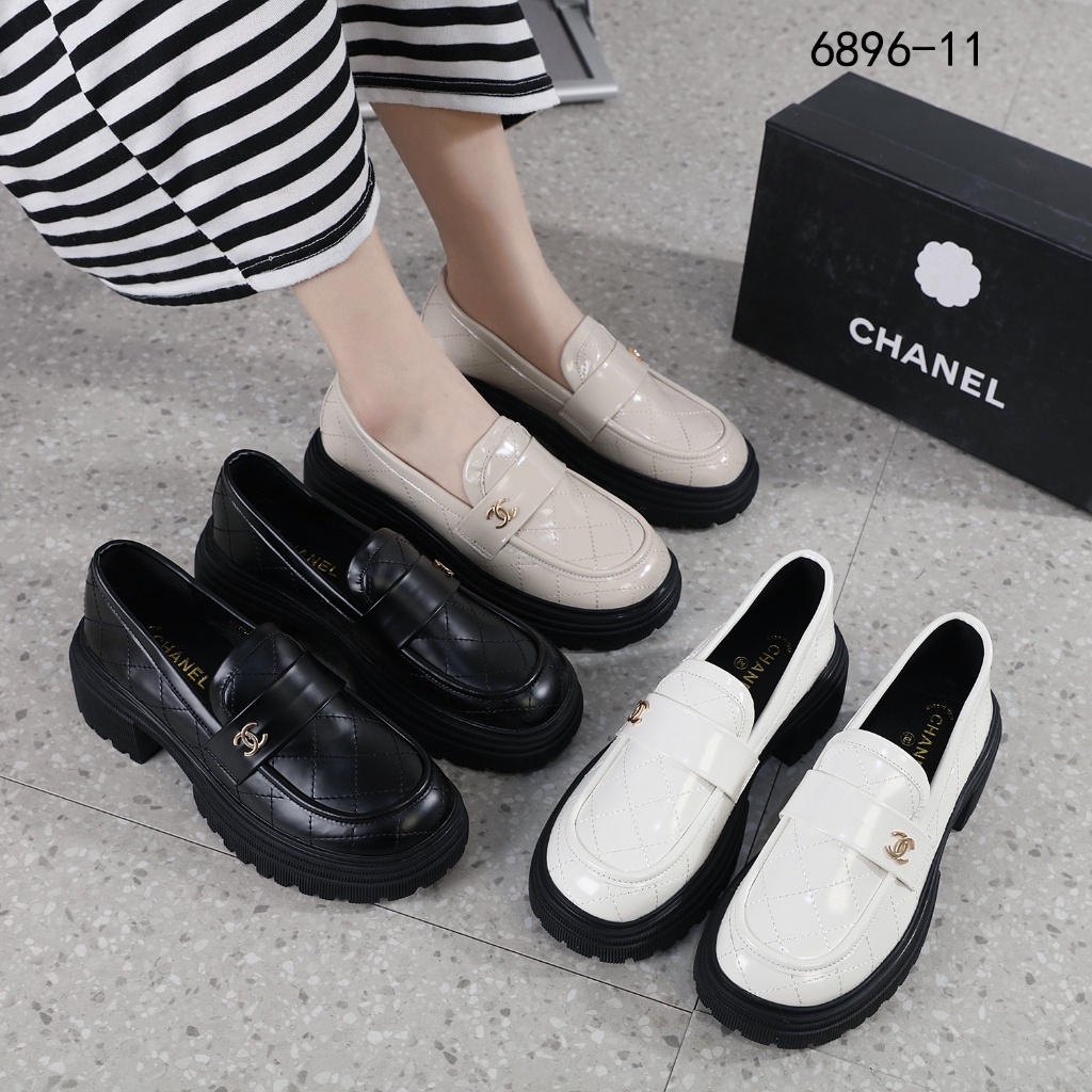 Ap13 Cn 6896-11 Logo CC Leather Platform Loafers | Shopee Malaysia