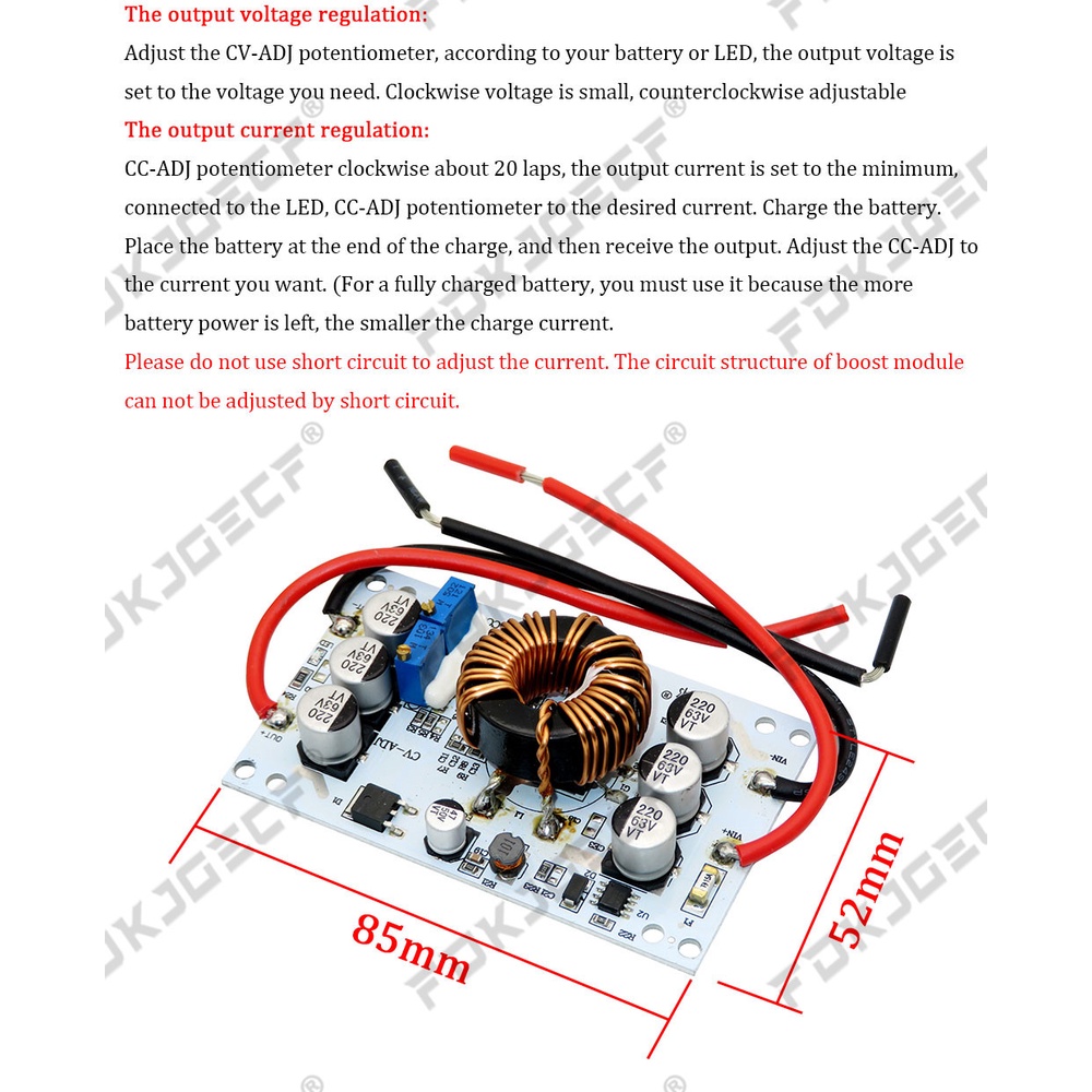 600W Aluminum Plate DC-DC Boost Converter Adjustable 10A Step Up Constant Current Power Supply ...