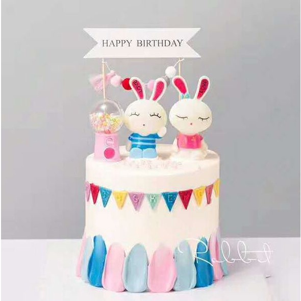 Cute Bunny Cake Toppers Decoration Children's Day Valentine's Day Party ...