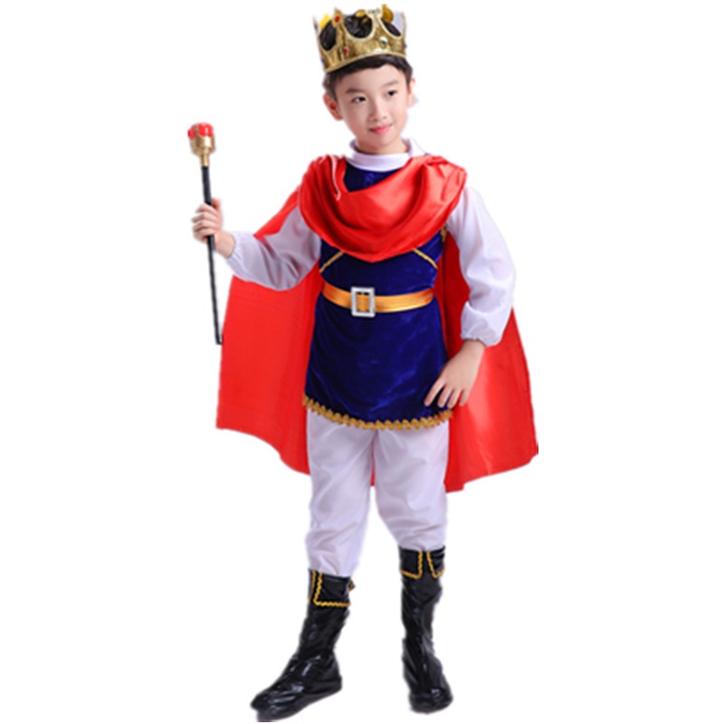 Boys Prince King Cosplay Costume Cloak Scepter Set Halloween Theme ...