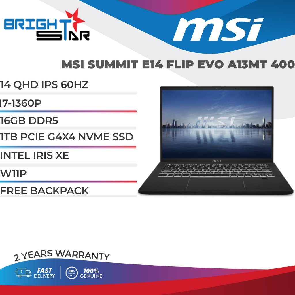 MSI SUMMIT E14 FLIP EVO A13MT 400 (14 QHD/I7-1360P/ 16GB DDR5 / 1TB ...
