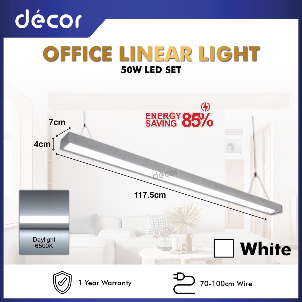 Office Pendant Light Black White LED T8 Linear Light Tube Fitting ...