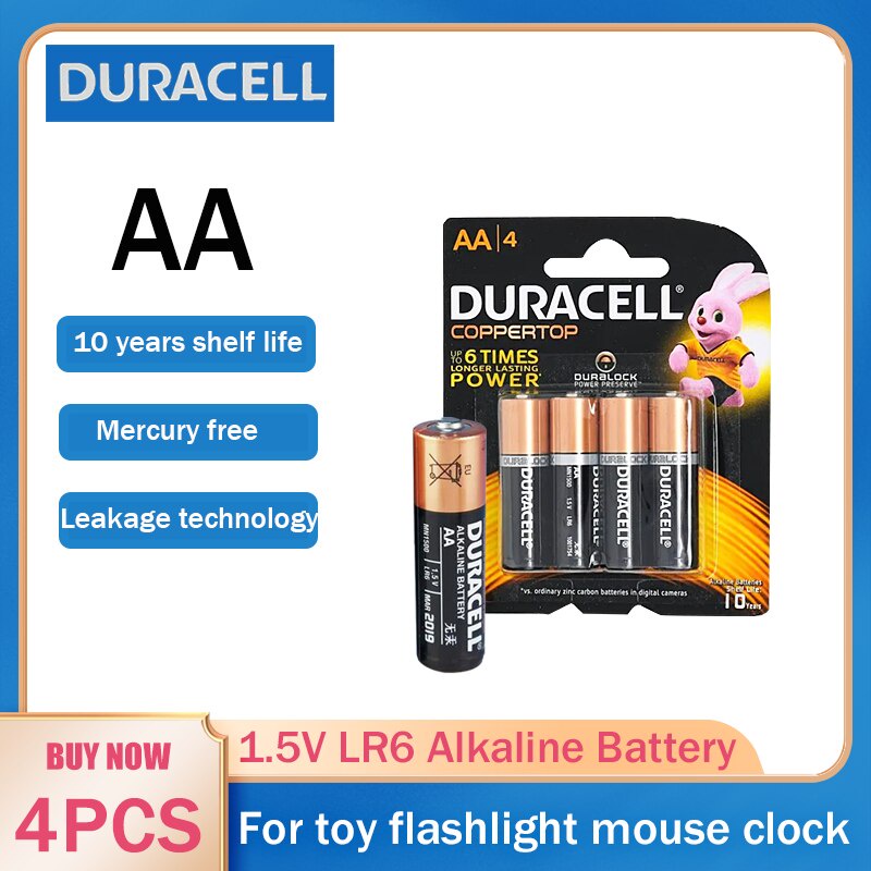 4-20pcs Duracell AA LR6 1.5V Alkaline Battery for Flashlight Toys Scale ...