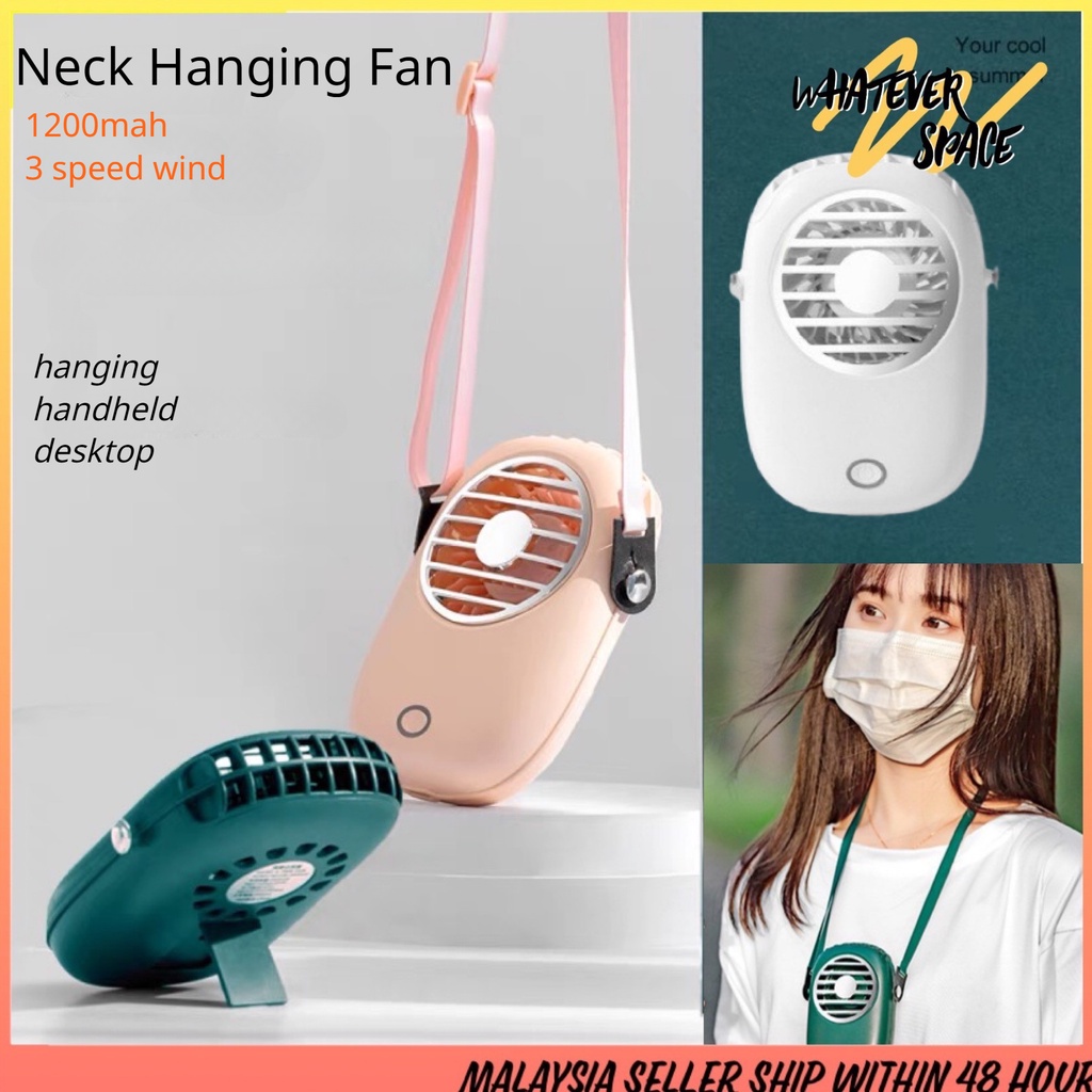 Portable Lazy Hanging Neck Fan Mini Cooling Fans USB 1200mAh ...