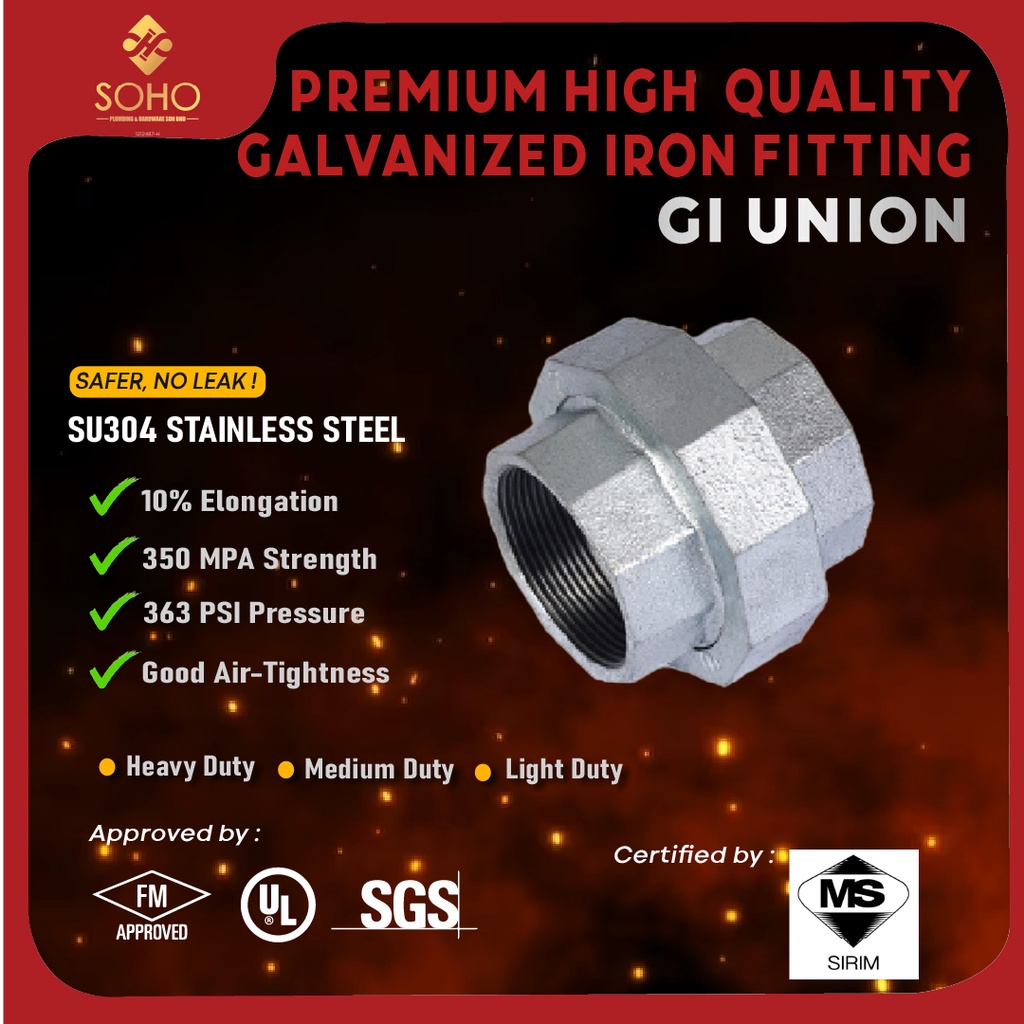 LOJI Gi Union Water Pipe Elbow Socket Iron Besi Valve Socket Water Pipe ...