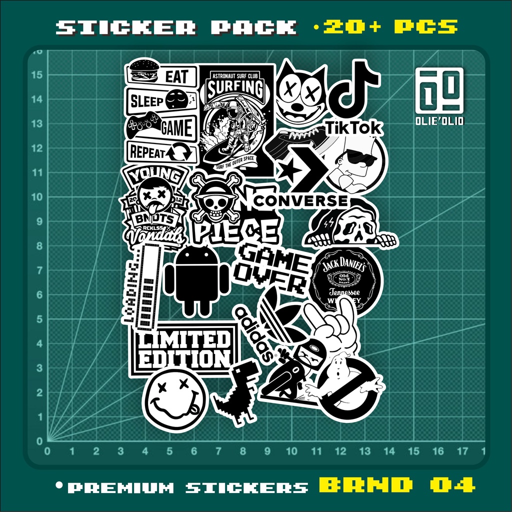 Sticker PACK LOGO BRAND BLACK 2 | Tumbler STICKER | Helmet SUITcase ...