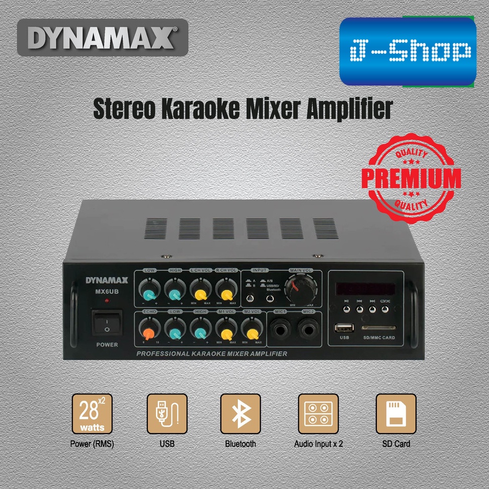 [PRO] DYNAMAX MX6UB 60W x 2 (4 ohm) Stereo Karaoke Mixer Amplifier ...