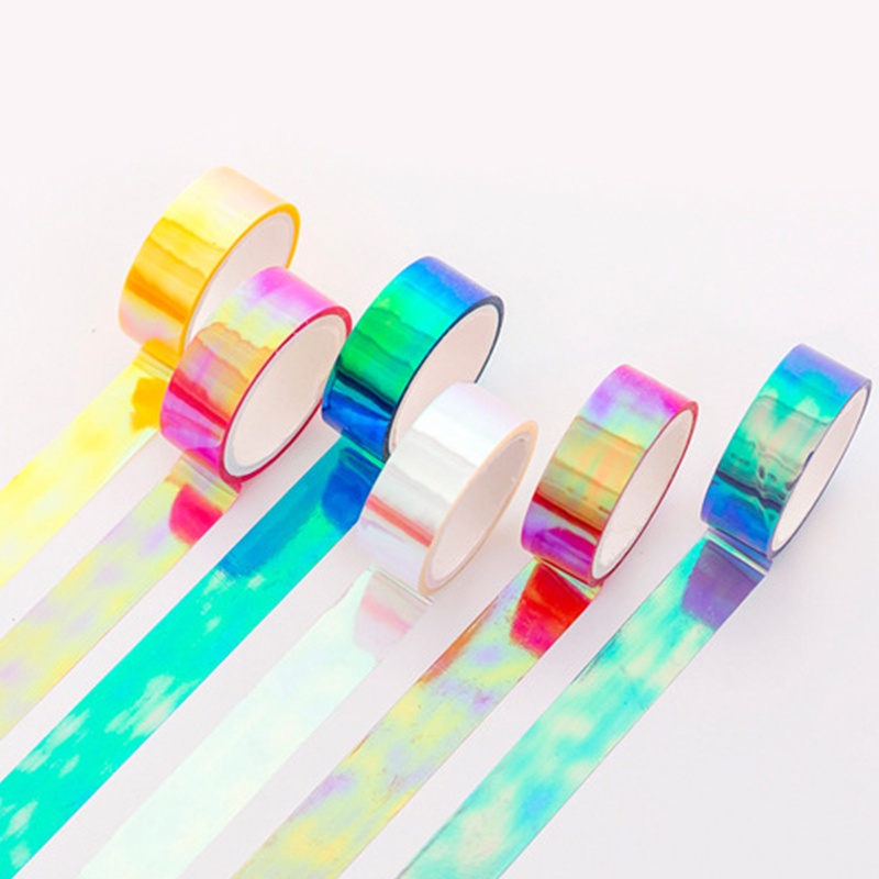 6 Rolls Laser Flashing Gradient Rainbow Color Tape Handmade Craft ...