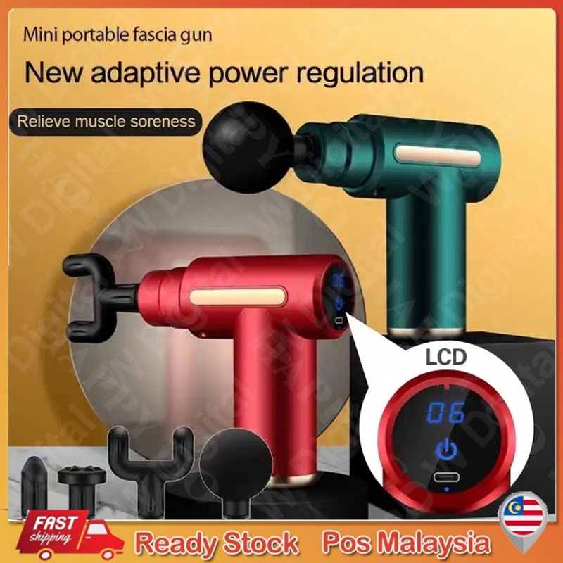 6 Speed Massage Gun With 4 Head Muscle Relaxation Percussive High ...