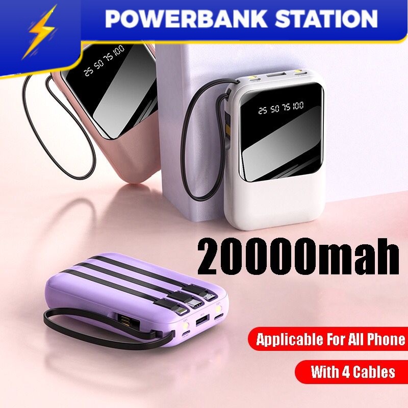 PSB_ Powerbank 20000mAh Built in 3 Cables Fast charging Digital LED ...