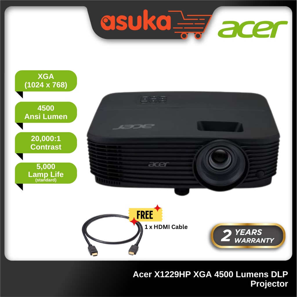 Acer X1229HP XGA 4500 Lumens DLP Projector (Free HDMI Cable 1Meter ...