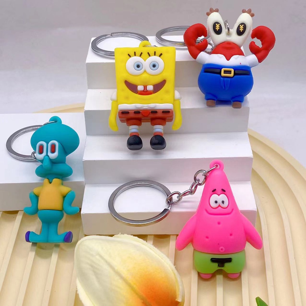SpongeBob Keychain Cute Cartoon Doll Pendant Car Key Ring Backpack ...
