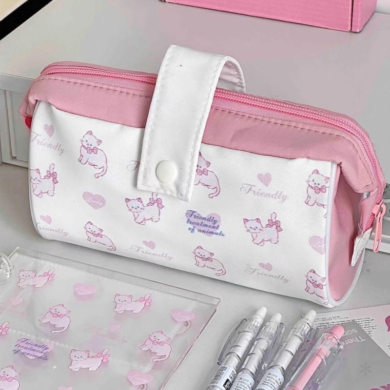 Cute Cat Pencil Case Aesthetic Large Capacity Pink Pensel Box Big Kotak ...