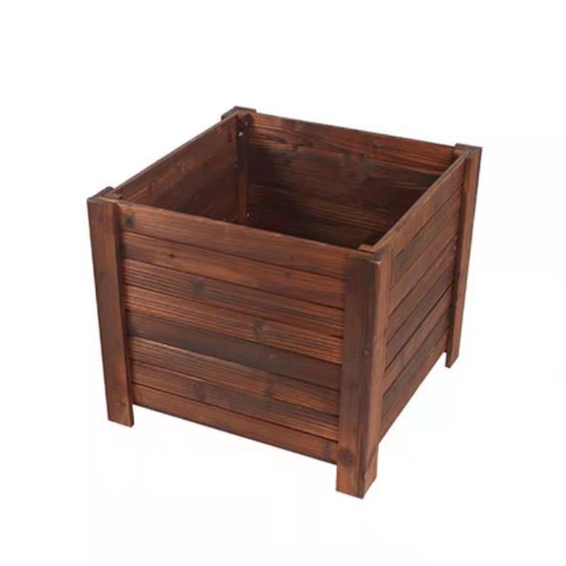 Antiseptic Wood Flower Box Carbonized Solid Wood Flowerpot Wooden ...