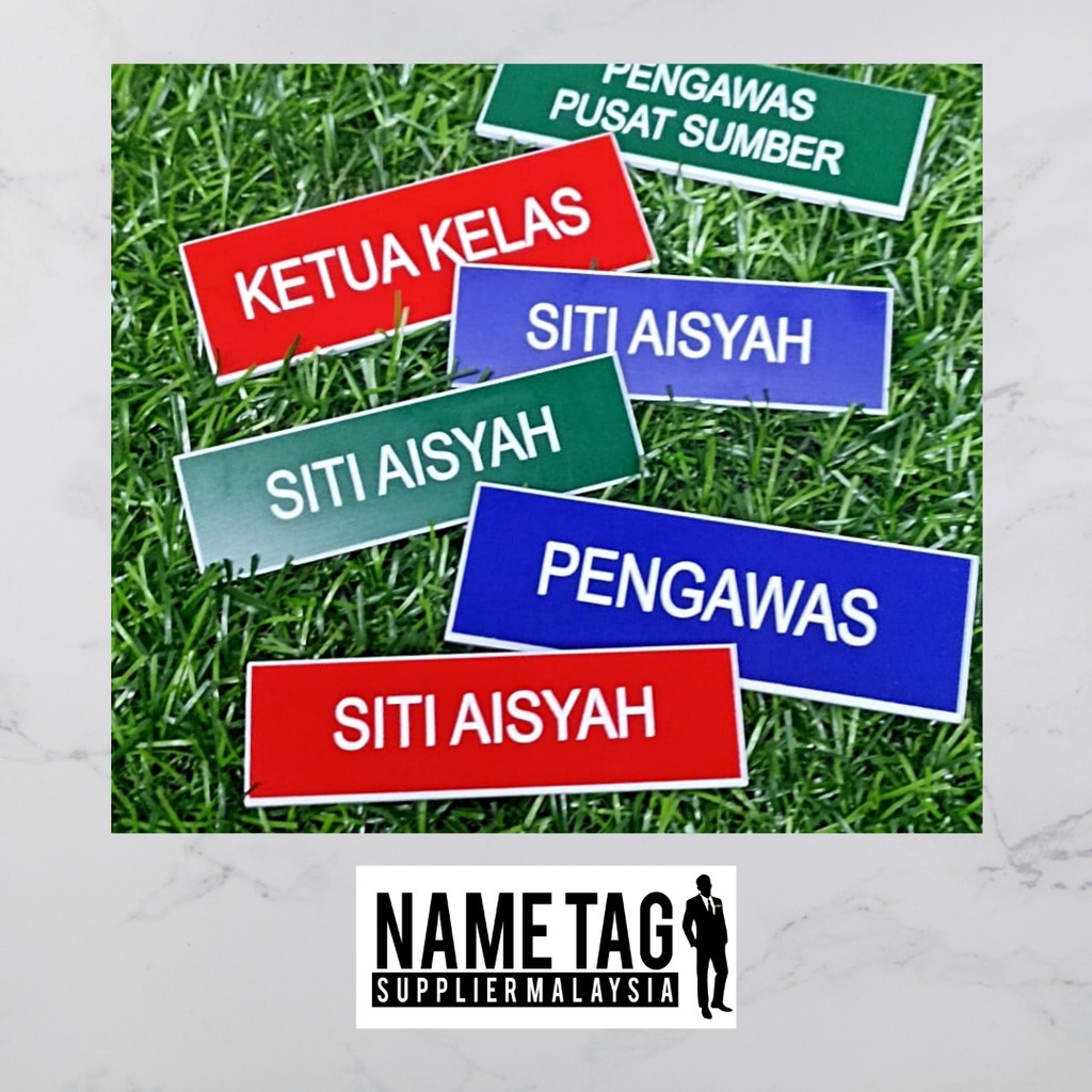 Nametag Sekolah Pelajar / PENGAWAS / KETUA KELAS / Nametag Guru Pin ...