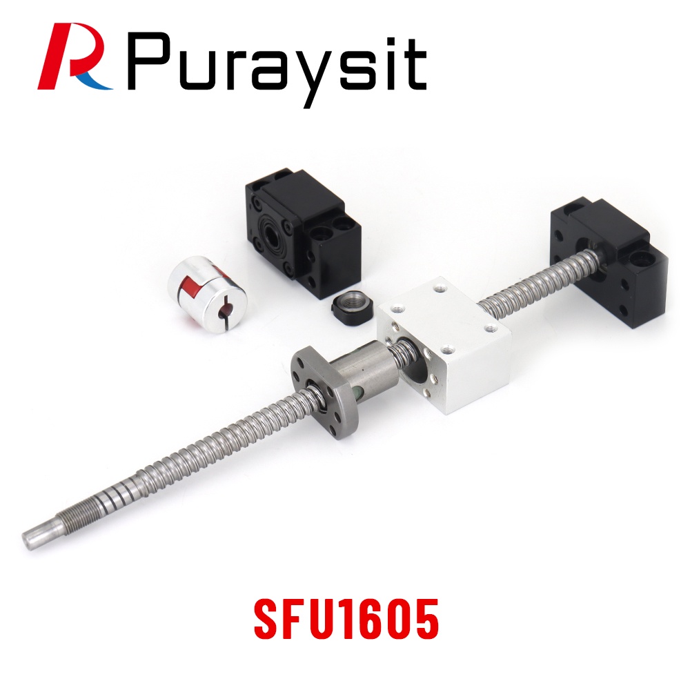 SZ SFU1605 150-1250mm RM1605 Rolled Ball Screw With End Machined+1605 ...